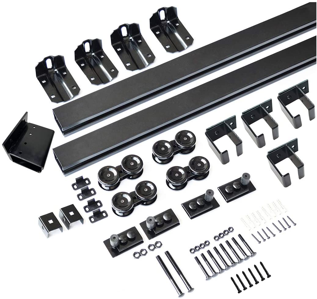 DIYHD Ceiling Mount Double Sliding Barn Door Hardware Box Track Rollin ...